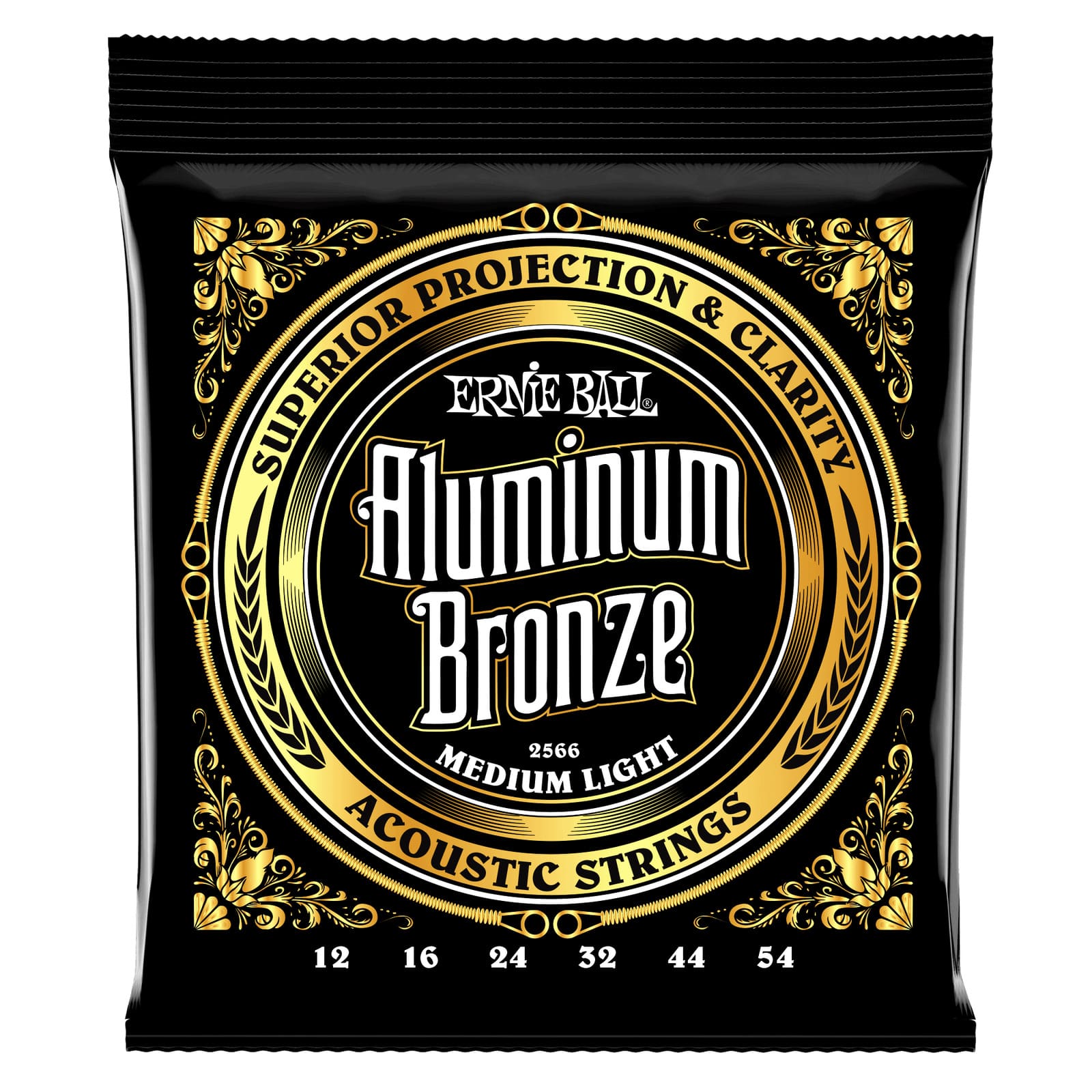 Ernie Ball Medium Light Aluminum Bronze Acoustic Guitar Strings 12-54 ...